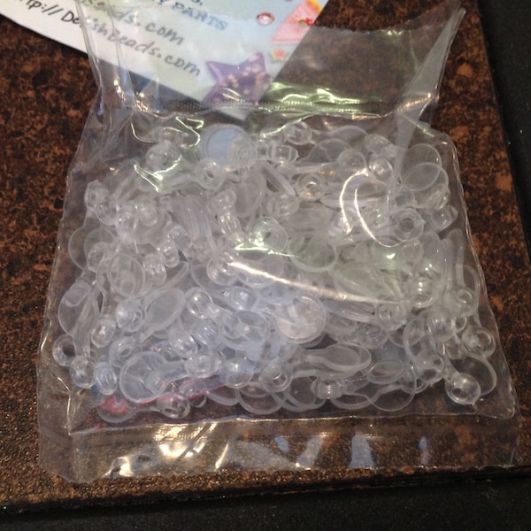 Plastic Bails - 15mm Clear Round Transparent Plastic Glue on Bails ...