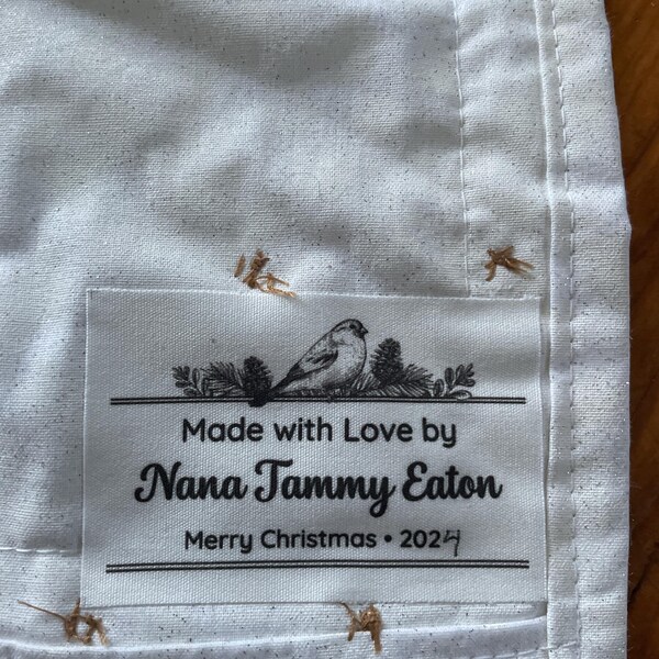 Custom Printed Cotton Quilt Label Single Personalized Cotton Label ...