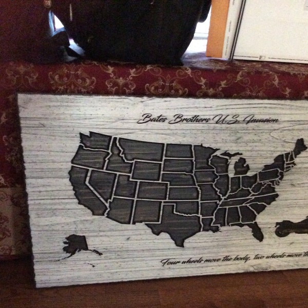 Motorcycle Road Trip Map, Push Pin Map, US Map to Track Travels, Bikers ...