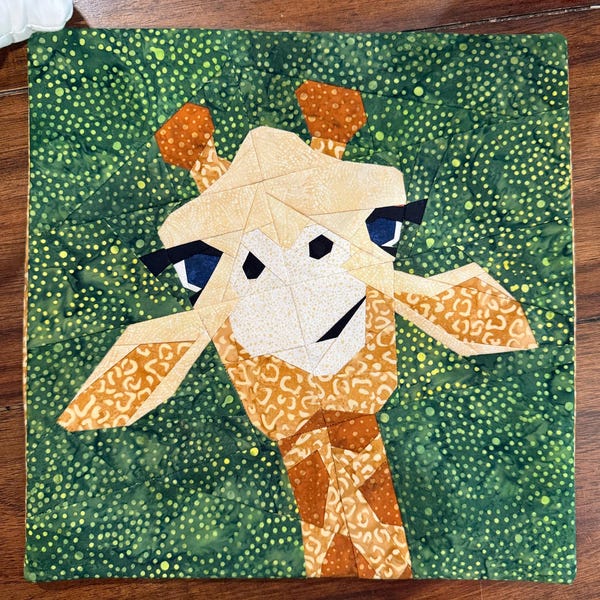 10" & 12" FPP Goofy Giraffe Quilt Block Pattern: Foundation Paper ...