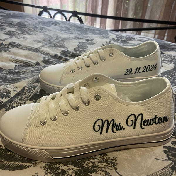 Personalized Bridal Shoes - Custom Sneakers for Wedding With Name ...