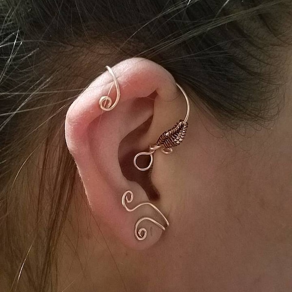 Ear Wrap Inspired by Beauty and the Beast Silver Ear Wrap Gold Ear Vine ...