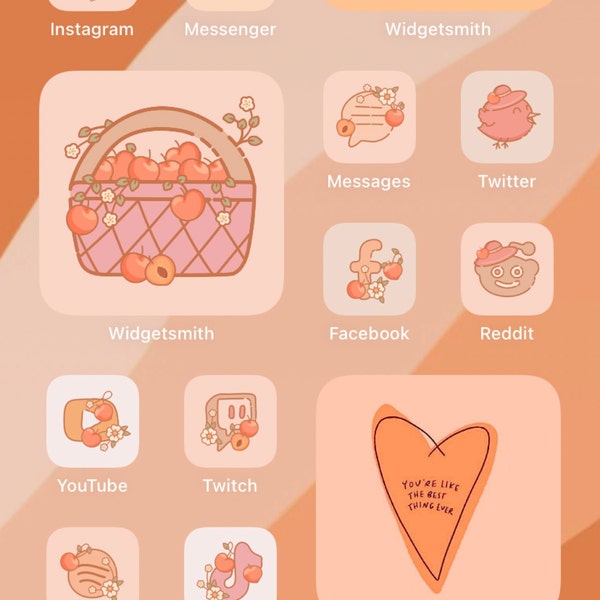 Peach Ios 14 Icons, Cottagecore Peach App Icons, Summer Aesthetic Ios14 ...