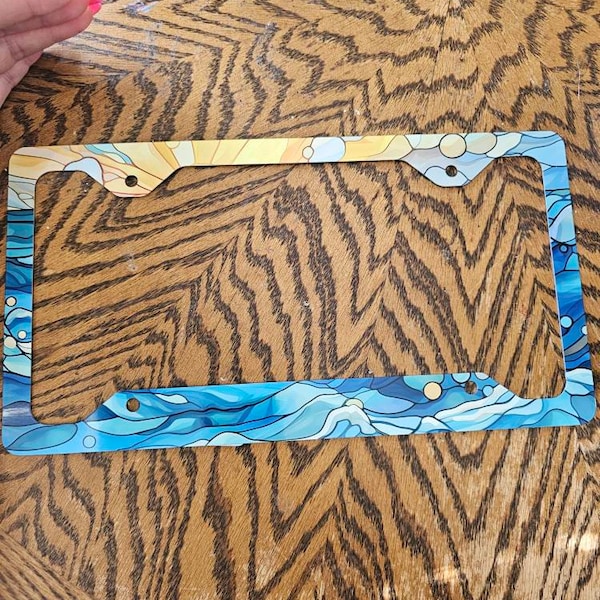 Stained Glass Floral License Plate Frame, Flower Car Decor, Car ...