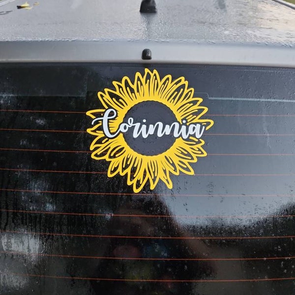 Sunflower Name Vinyl Decal | Sunflower Decal | Sunflower Sticker | Name ...