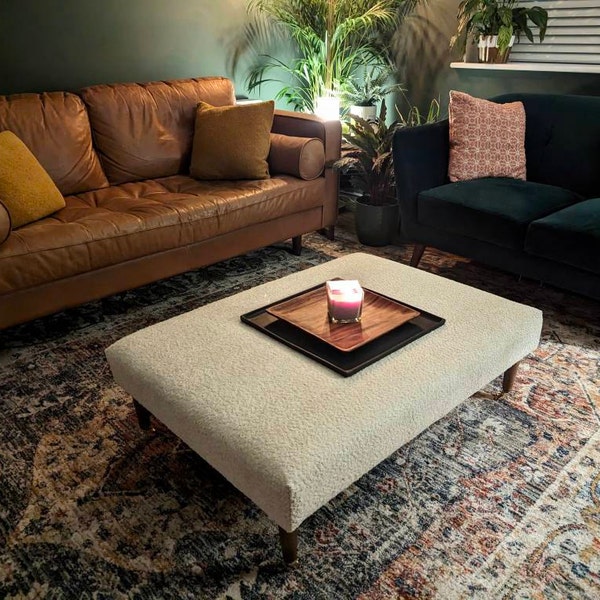 Coffee Table Footstool Rectanglar, Covered in a Boucle Fabric. - Etsy