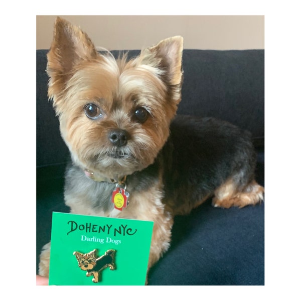 Yorkie Yorkshire Terrier Pin | Ross the New York Yorkie Hard Enamel Pin ...