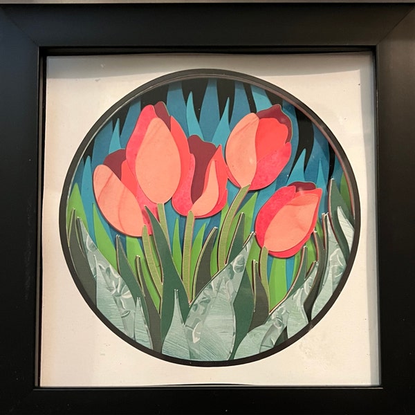 Spring Tulip Flowers 3D Shadow Box SVG: Layered Laser Cut Files - Etsy