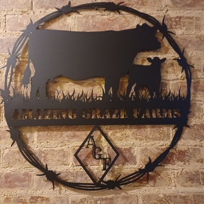 Cattle Brand Metal Sign, Custom Name Sign, Livestock Brand Metal Wall ...