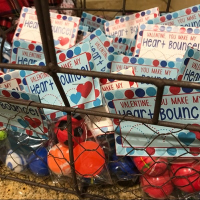 PRINTABLE Valentine, You Make My Heart Bounce Bag Toppers for Bouncy ...