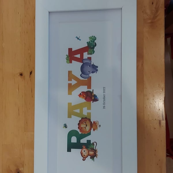 Jungle Animals Name Frame | Jungle Nursery Decor | Custom Name Print ...