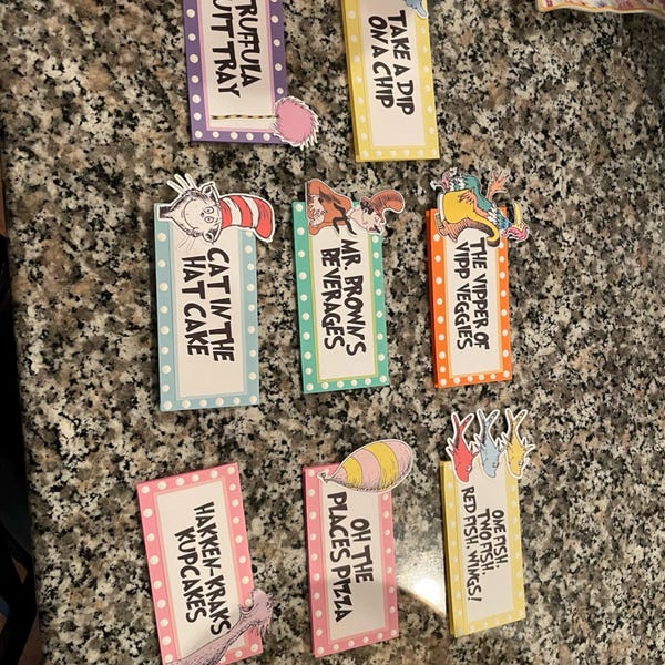 Dr. Seuss Inspired Food Labels- Set of 8 - Etsy