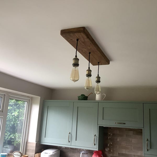 Rustic 3/5 Pendant Wooden Plank Light - Etsy UK