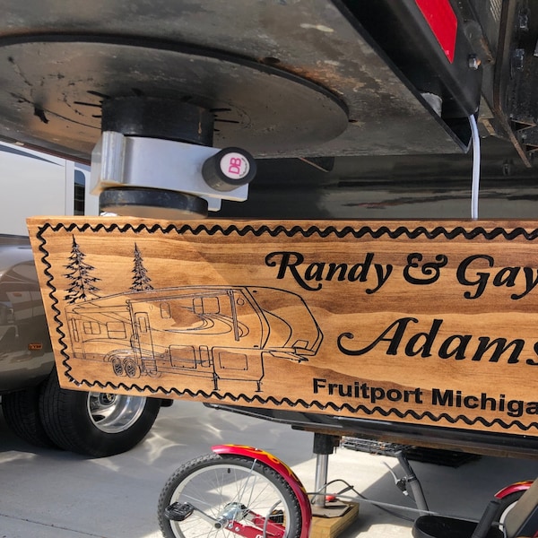 Personalized 5th Wheel Camping Sign | Custom Carved Wood RV Sign ...