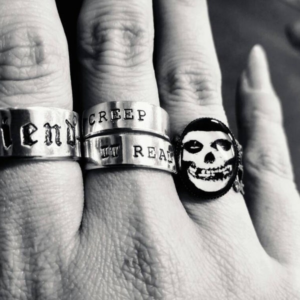 Creep It Real Ring, Halloween, Creepy, Gothic Jewelry, Horror, Aluminum ...