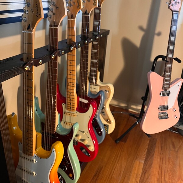 Leather & Wood Upright Custom Guitar Rack Guitar Stand - Etsy