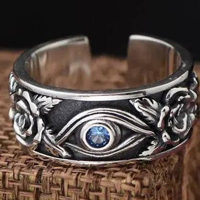 Illuminati Eyeball Ring, Goth Evil Eye Ring, All Seeing Eye Cool Biker ...
