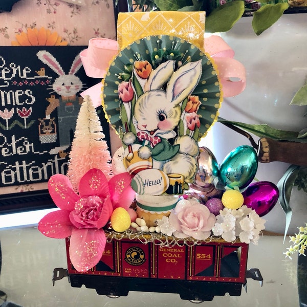 Vintage EASTER Decoration, Vintage Easter Rabbit, Easter Art, Handmade ...