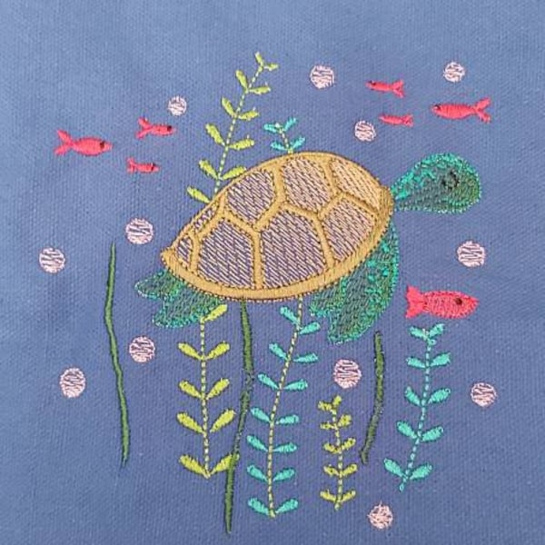 Turtle Embroidery Design - Ocean Animal Embroidery Designs Machine ...