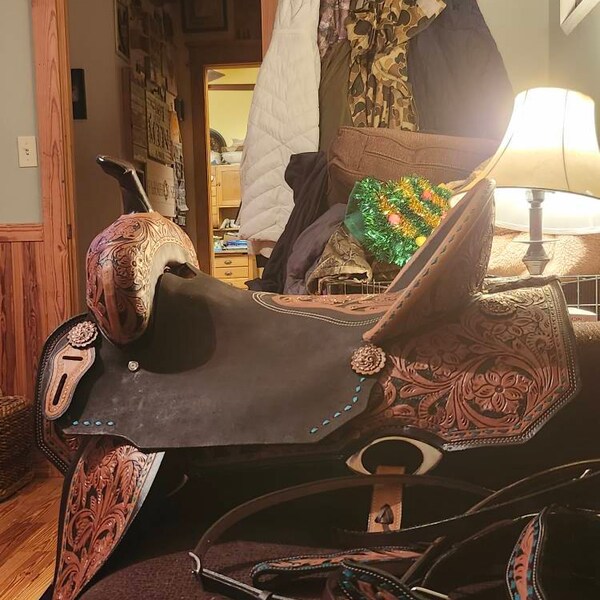 Wade Tree A Fork Premium Western Leather Roping Ranch Work Hand Carved ...