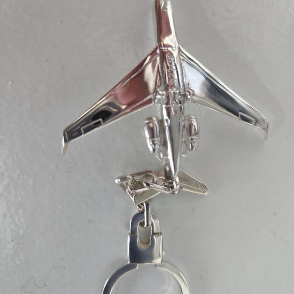 Airplane F-22 Raptor Sterling Silver Keychain , Sport Airplane Keyring ...
