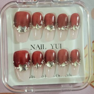 Handmade Baroque Cupid Arrow Lace Stripe Bow Nude Pink Press on Nails ...