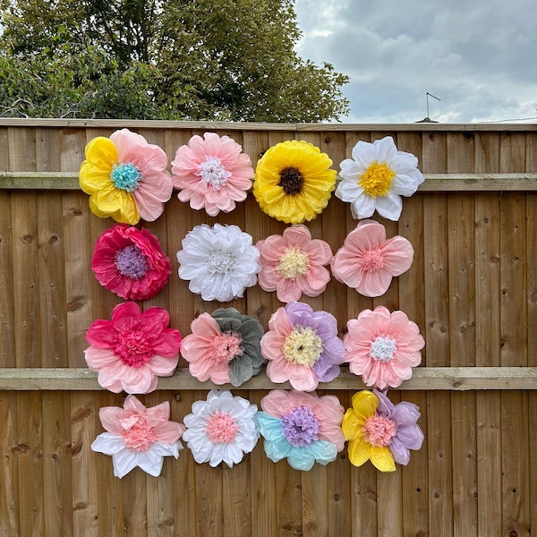 16 Tissue Paper Flower Wall Backdrop Decor Photo Backdrop Wall Birthday ...