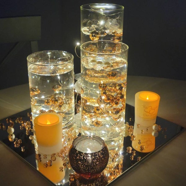 40 Floating Metallic Silver Pearls-shiny-no Hole-fills 1 Gallon of ...