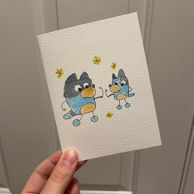 Watercolor BLUEY FAMILY Portrait Bluey Painting - Etsy