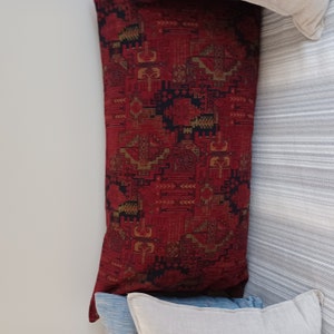 Any Size Red Turkish Kilim Throw Pillow Cover, Dark Red Bohemian Kilim ...