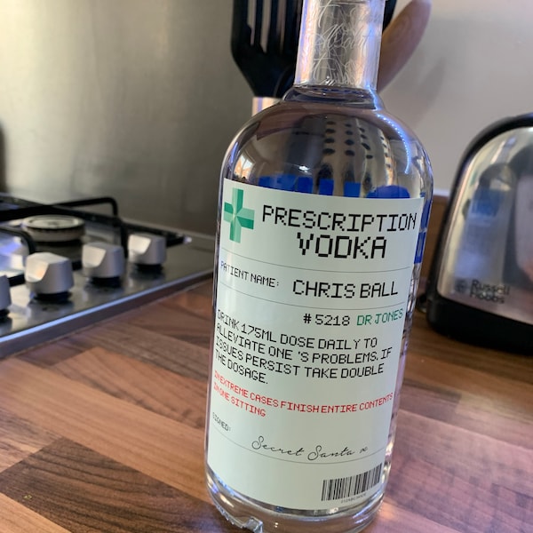 Personalised Prescription VODKA Spoof Bottle Label-ideal Celebration ...