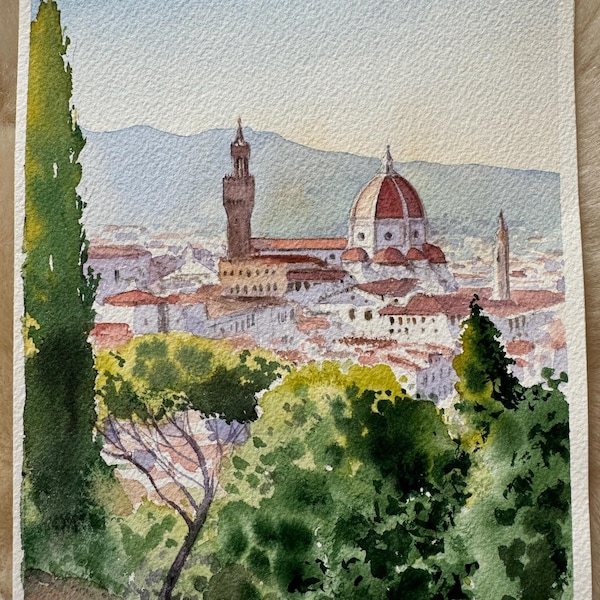 France Original Watercolor Painting Provence Artwork Provencal Town Aix ...