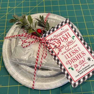 Paper Plate less Dishes Christmas Gift Tag, Instant Download, Christmas ...