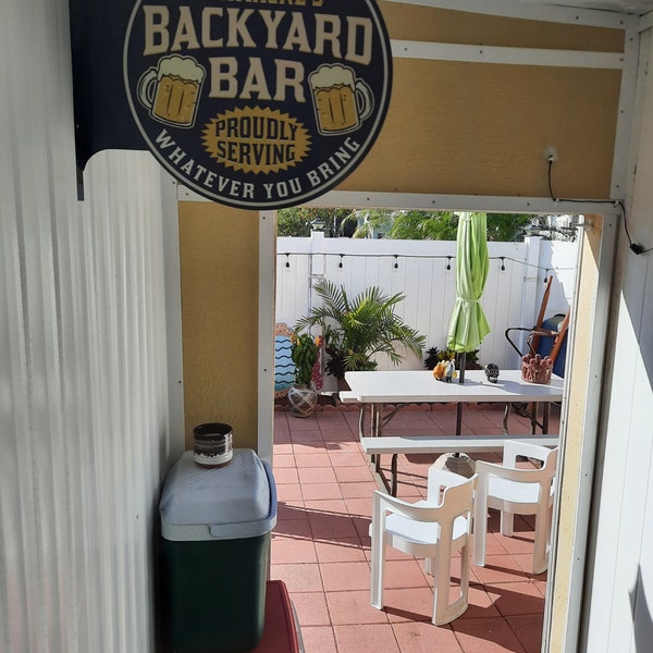 Backyard Bar Double Sided Sign, Poolside Bar Personalized Sign, Patio ...