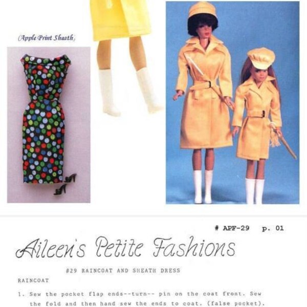 PDF Vintage Barbie Sewing Pattern Wardrobe Clothes for Dolls 11-1/2 ...
