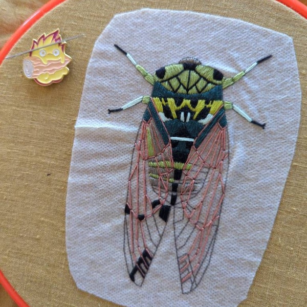 PDF Green Cicada Embroidery Pattern and Instructions Downloadable ...
