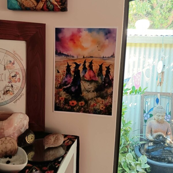 POWER OF THREE ~ Full Moon Coven Meeting in the Meadow ~ 7x5" Altar ...