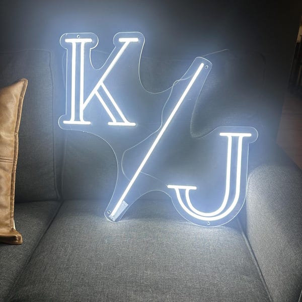 Custom Minimalist Wedding Initials Neon Sign, Initials With Est Wedding ...