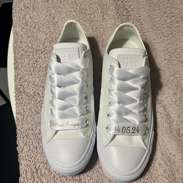 Wedding Bridal Custom White Converse, Crystals, Pearls, Personalised ...