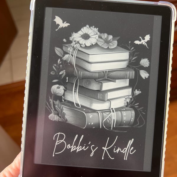 Custom Kindle Lock Screen, Book Stack Romantasy Kindle Screen Saver ...