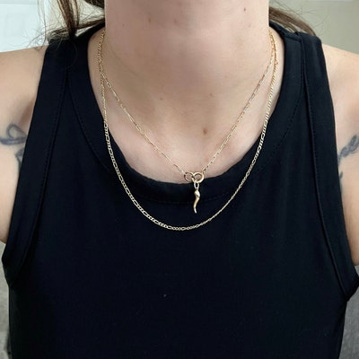14K Yellow Gold Figaro Chain Necklace, 2mm 7.5mm 16 28 Inch, 14k Thick ...