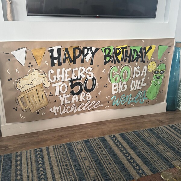 Birthday Banner - Custom Party Banner - Kraft Paper Banner - Hand ...