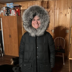 BY ORDER Finnish Silver Fox Fur Trim Hood, Fur Collar Trim, Silver Fox ...