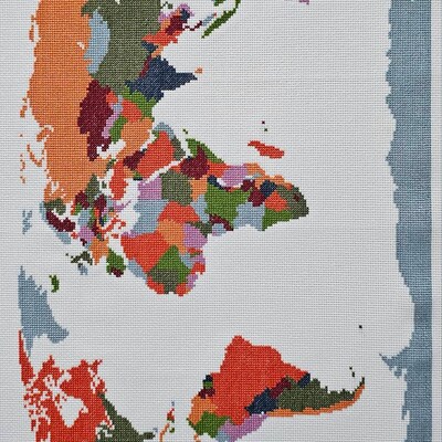 Cross Stitch Kit World Map - Etsy