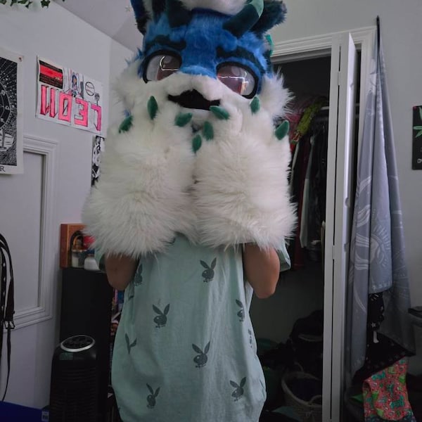Blue Devil Dragon Fursuit Head,custom Fursuit Head,kenomo Theme Party ...