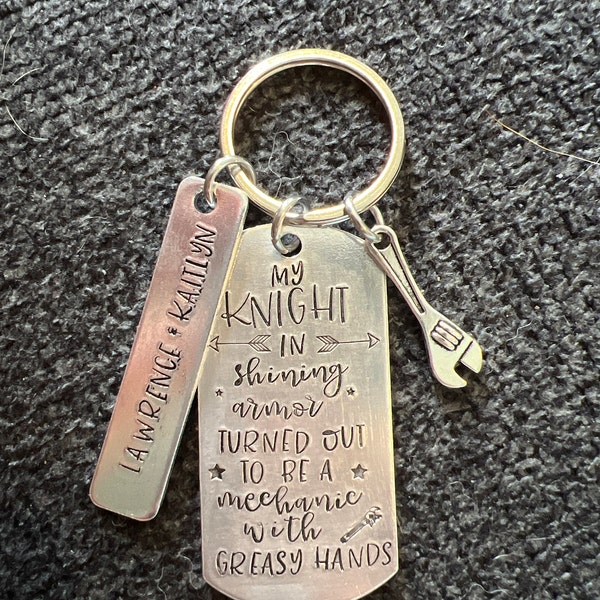 Hand Stamped Mechanic Keychain, Personalized Father's Day Gift - Etsy