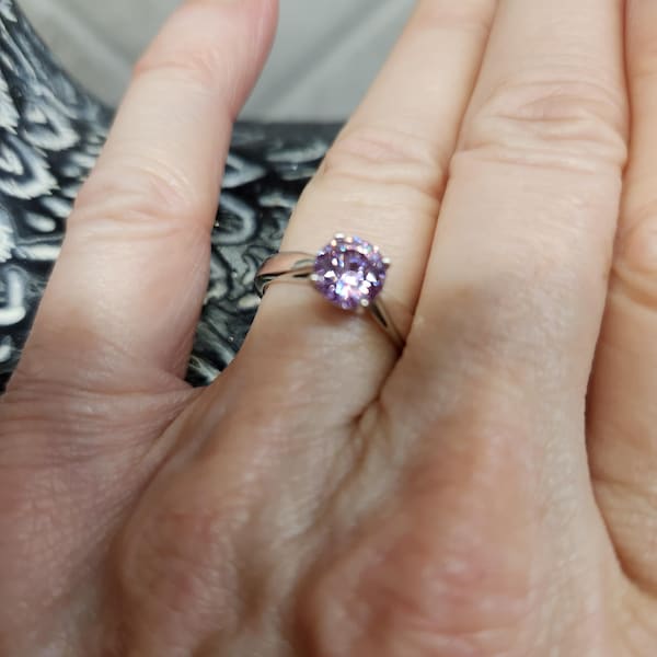 1 Carat Emerald Cut, Imperial Purple Moissanite, in 925 Sterling Silver ...