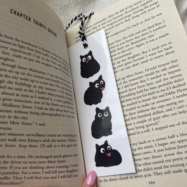 Black Cat Bookmark, Cute Laminated Book Mark, Cat Lover Small Gift ...