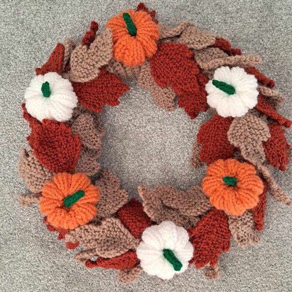 Autumnal Pumpkin Squash Wreath Knitting Pattern - Etsy
