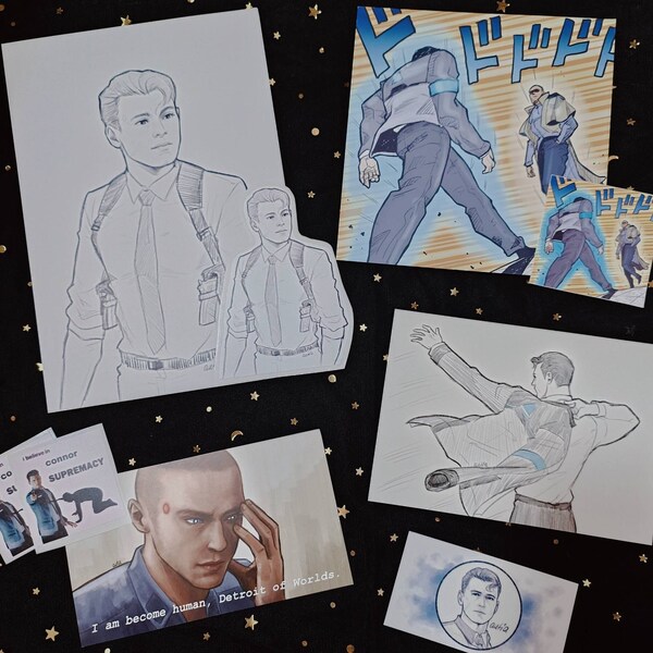 RK1K Postcard Connor X Markus, Detroit Become Human, A6 Art Print ...